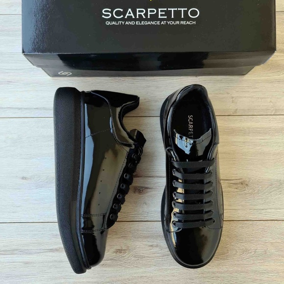 Scarpetto | Shoes | Platform Sole Black Patent Leather Sneakers | Poshmark